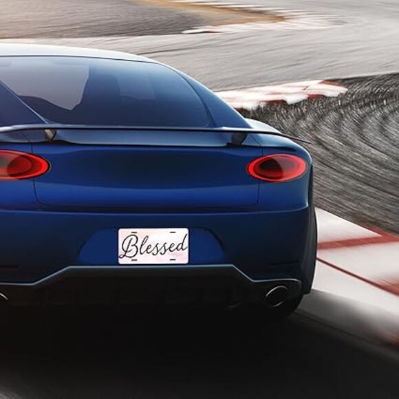 Accents | Blessed License Plate Pink Sky Background Front License Plate ...